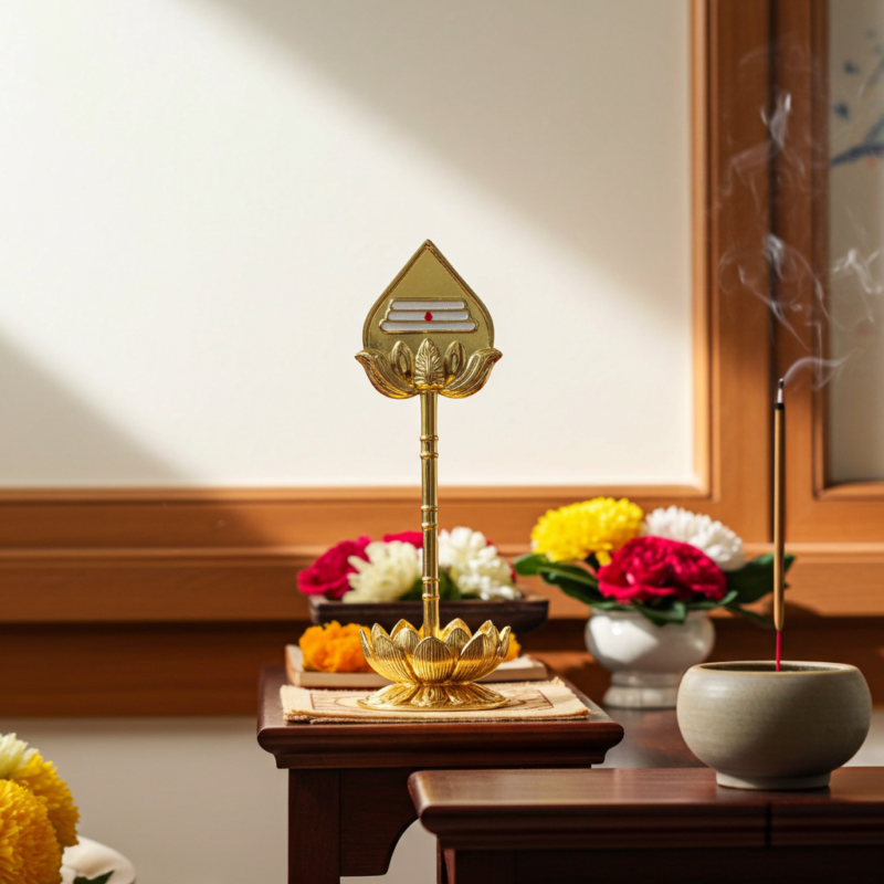 Golden Lord Murugan Vel Idol Murugar for Pooja Room, Office